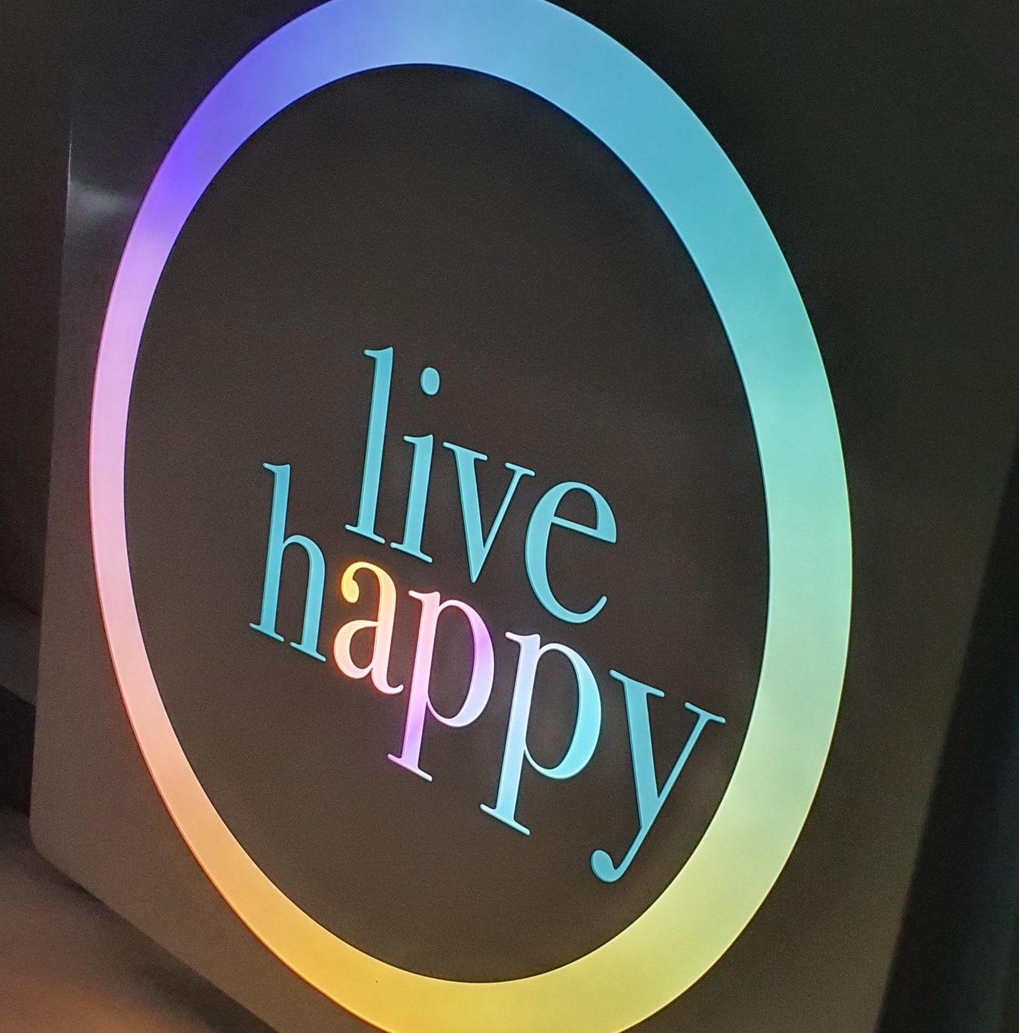 LED Illuminated Aluminium sign box for Live Happy - A Wise Signs